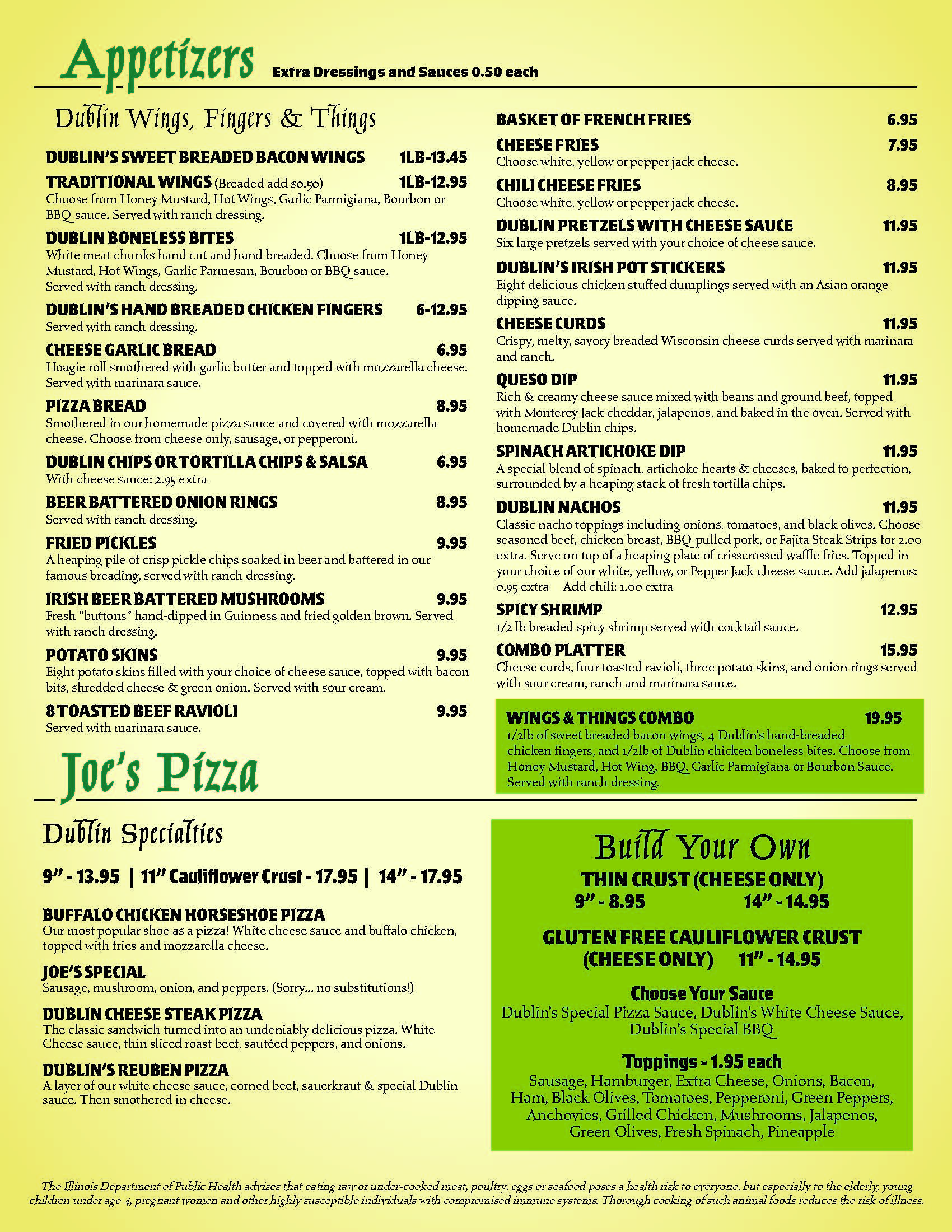 Menus - The Dublin Pub