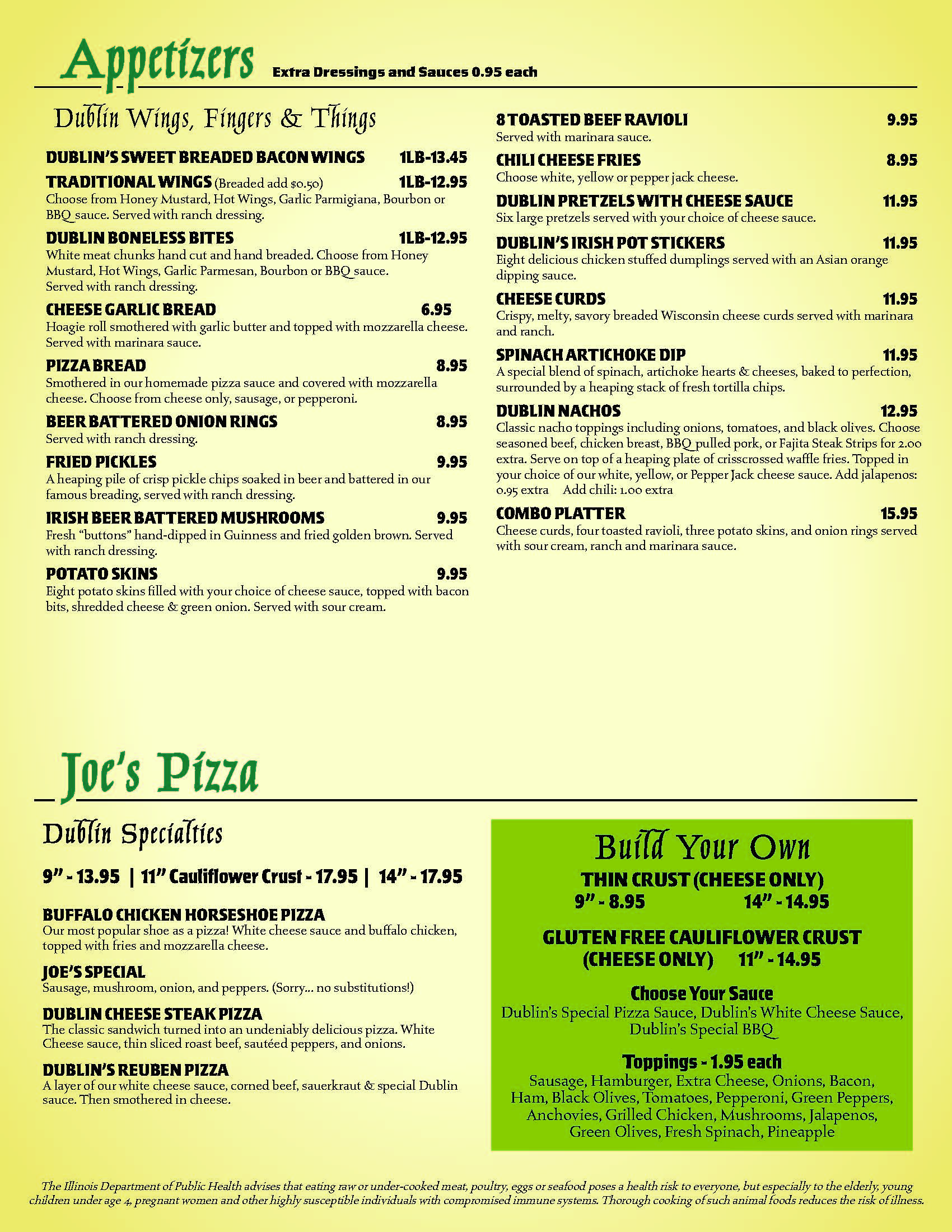 Menus - The Dublin Pub