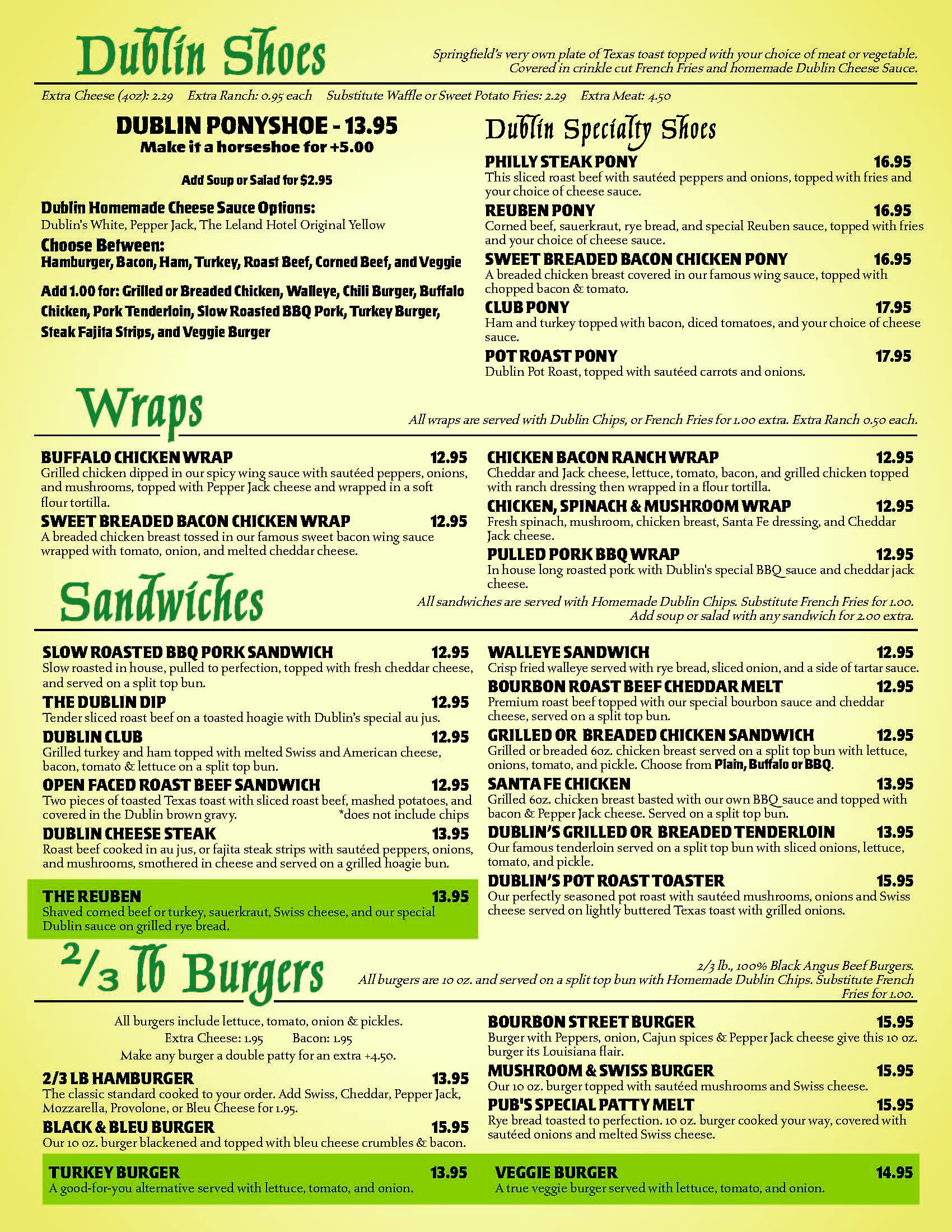 Menus - The Dublin Pub